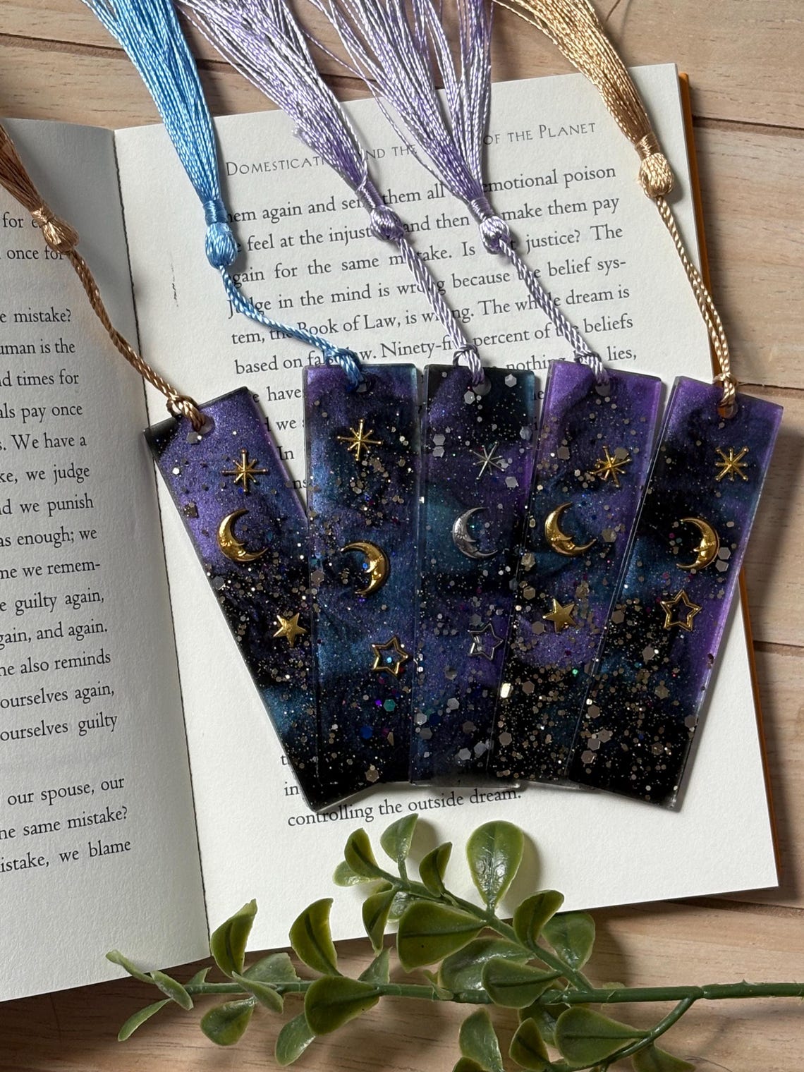 Galaxy-celestial Bookmark With Moon & Stars – Cosmic Book Accessory - Etsy