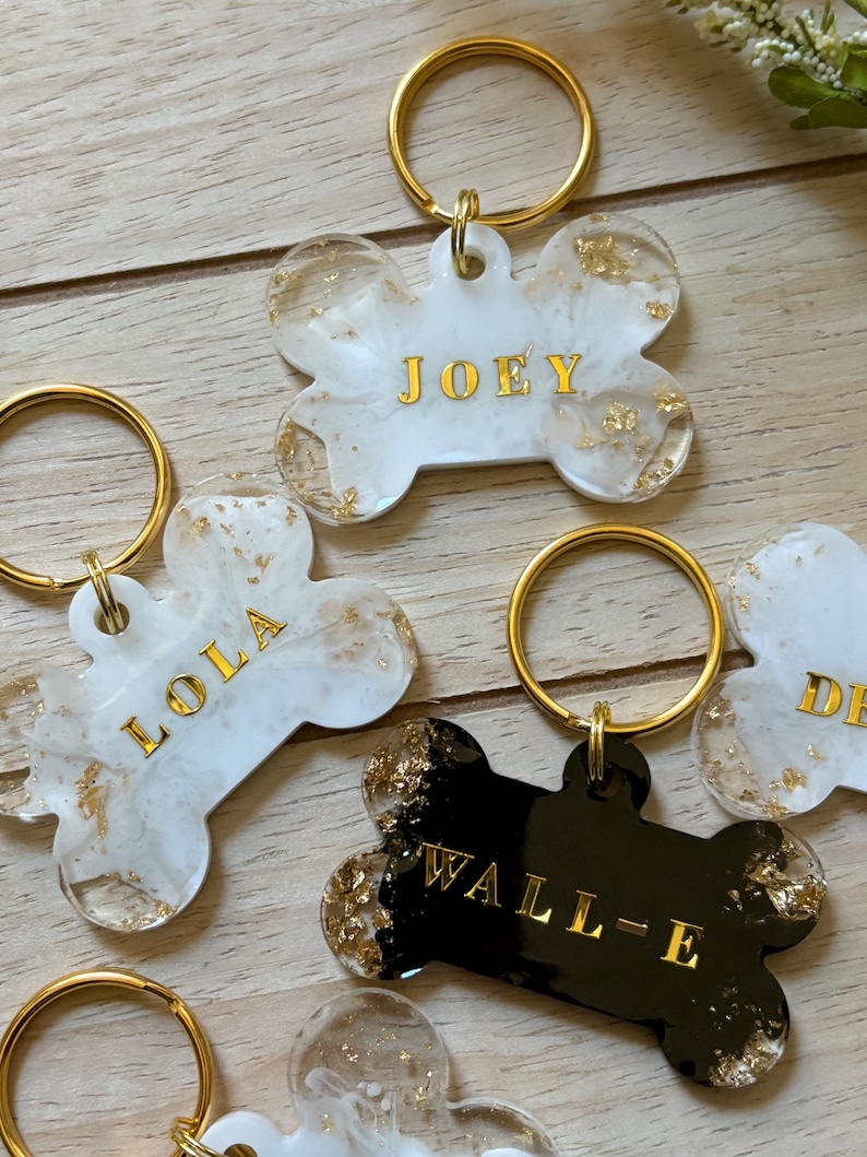Pawfectly Personalized Resin Pet Tag-marble/ Gold Custom ID for Dogs - Etsy