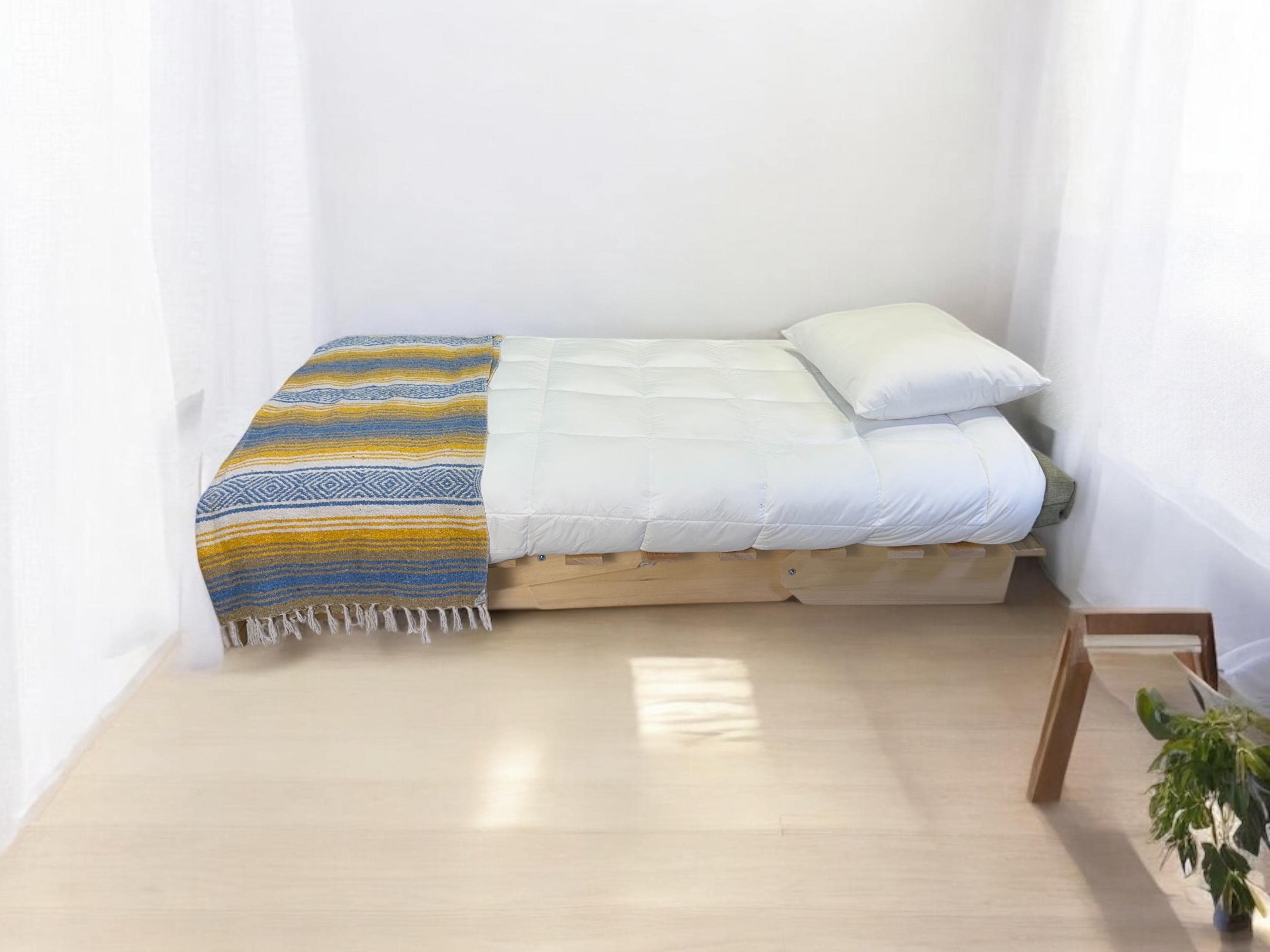 Wooden Futon Frame Turin A | Rustic Solid Wood Sofa Bed | Handmade ...