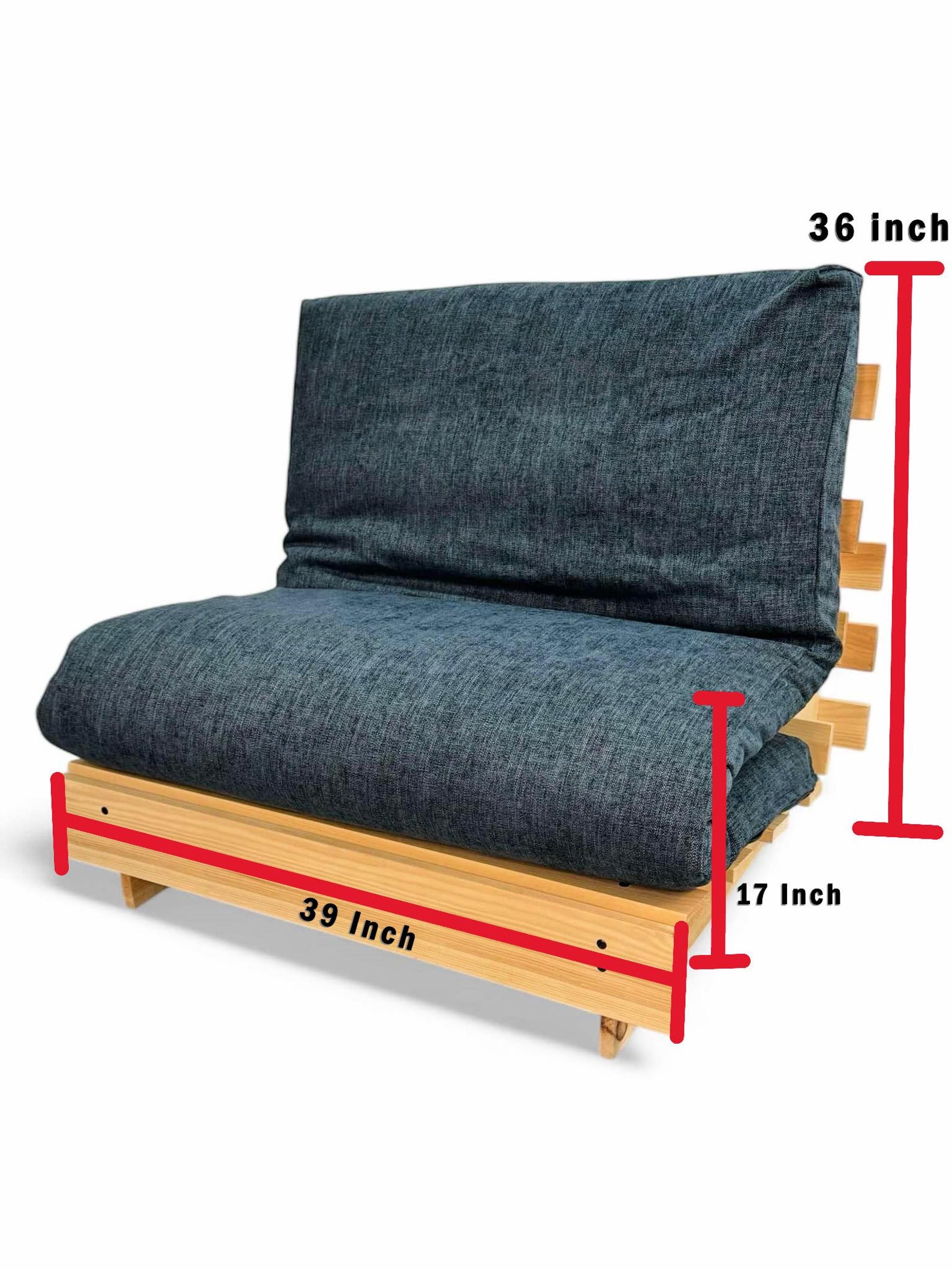 Wooden Futon Frame Turin A | Rustic Solid Wood Sofa Bed | Handmade ...