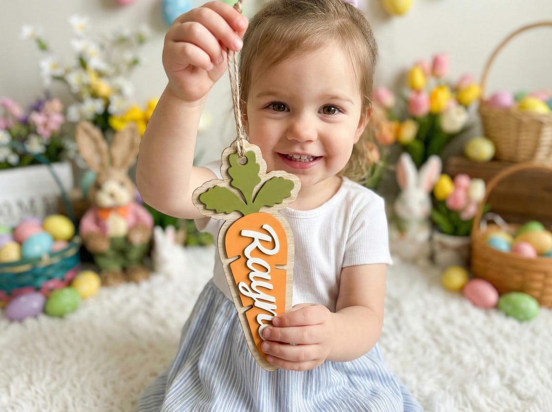 Carrot Easter Basket Name Tags,personalized Easter Decor,custom Bunny ...