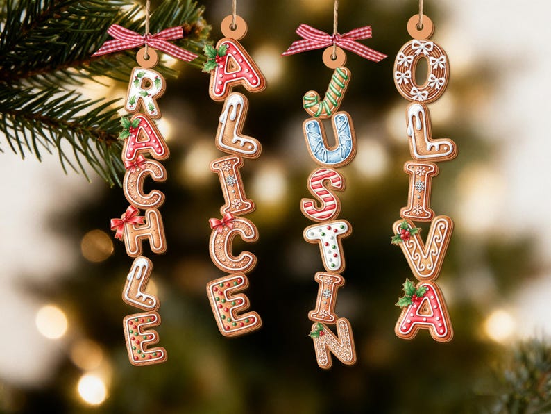 2025 Custom Gingerbread Name Ornament, Personalized Alphabet Cookie ...
