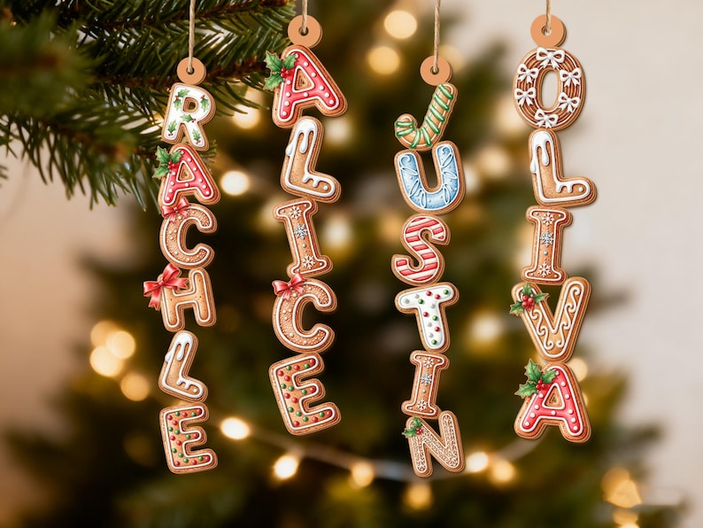 Custom Gingerbread Alphabet Ornament, Kids Name Ornament, Kids ...