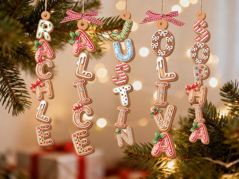 Custom Gingerbread Alphabet Ornament, Kids Name Ornament, Kids ...