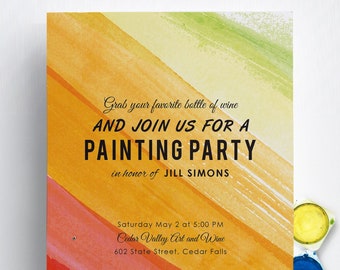 Painting Party Invitation Cocktails and Canvas Invitation | Etsy