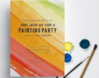 Painting Party Invitation Cocktails and Canvas Invitation | Etsy