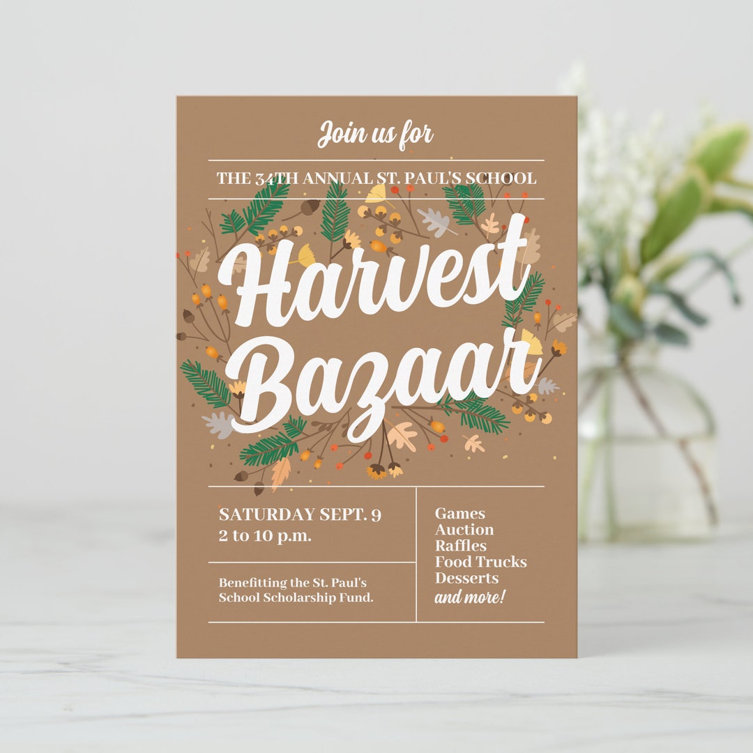 Fall Festival Invitation Harvest Bazaar Invitation Fall - Etsy