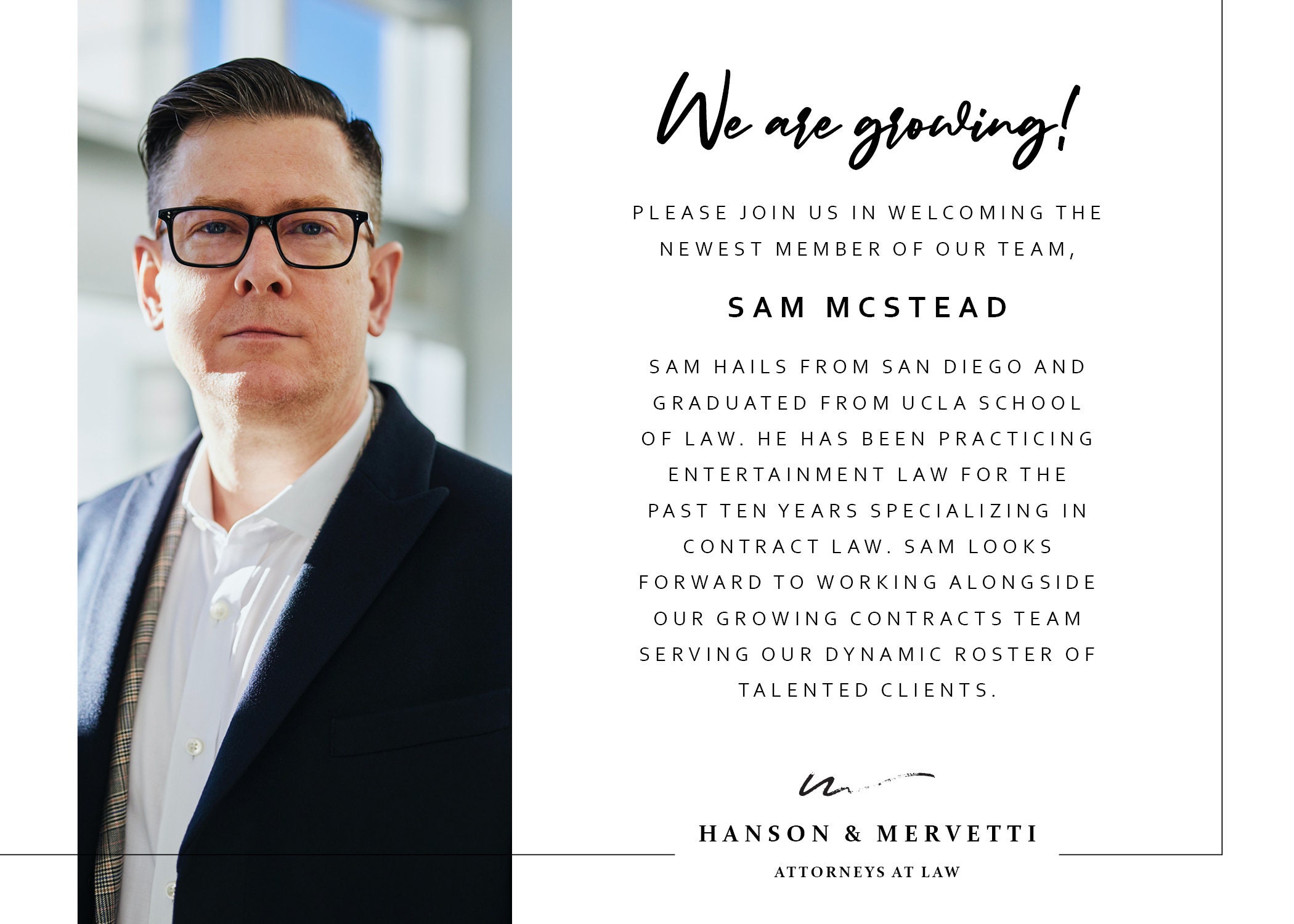 New Hire Announcement Printable, Law Firm Mailing PDF, Newsletter Ad ...