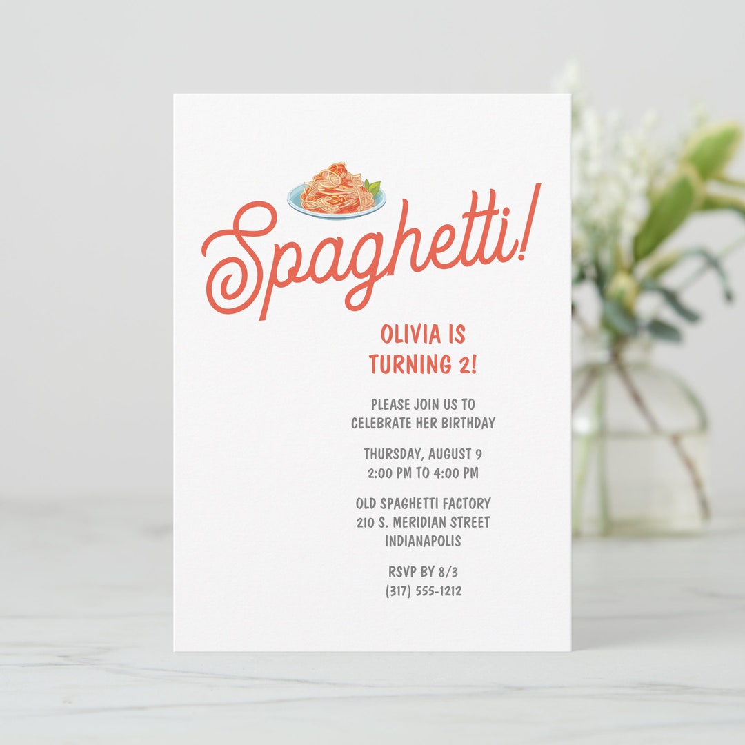 Spaghetti Birthday Party Invitation, Italian Dinner Invitation, Pasta ...