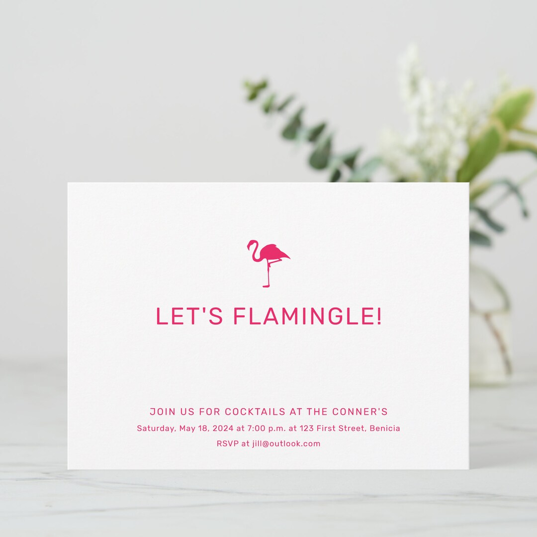 Flamingo Invitation, Flamingle Invitation, Let's Flamingle, Flamingo ...