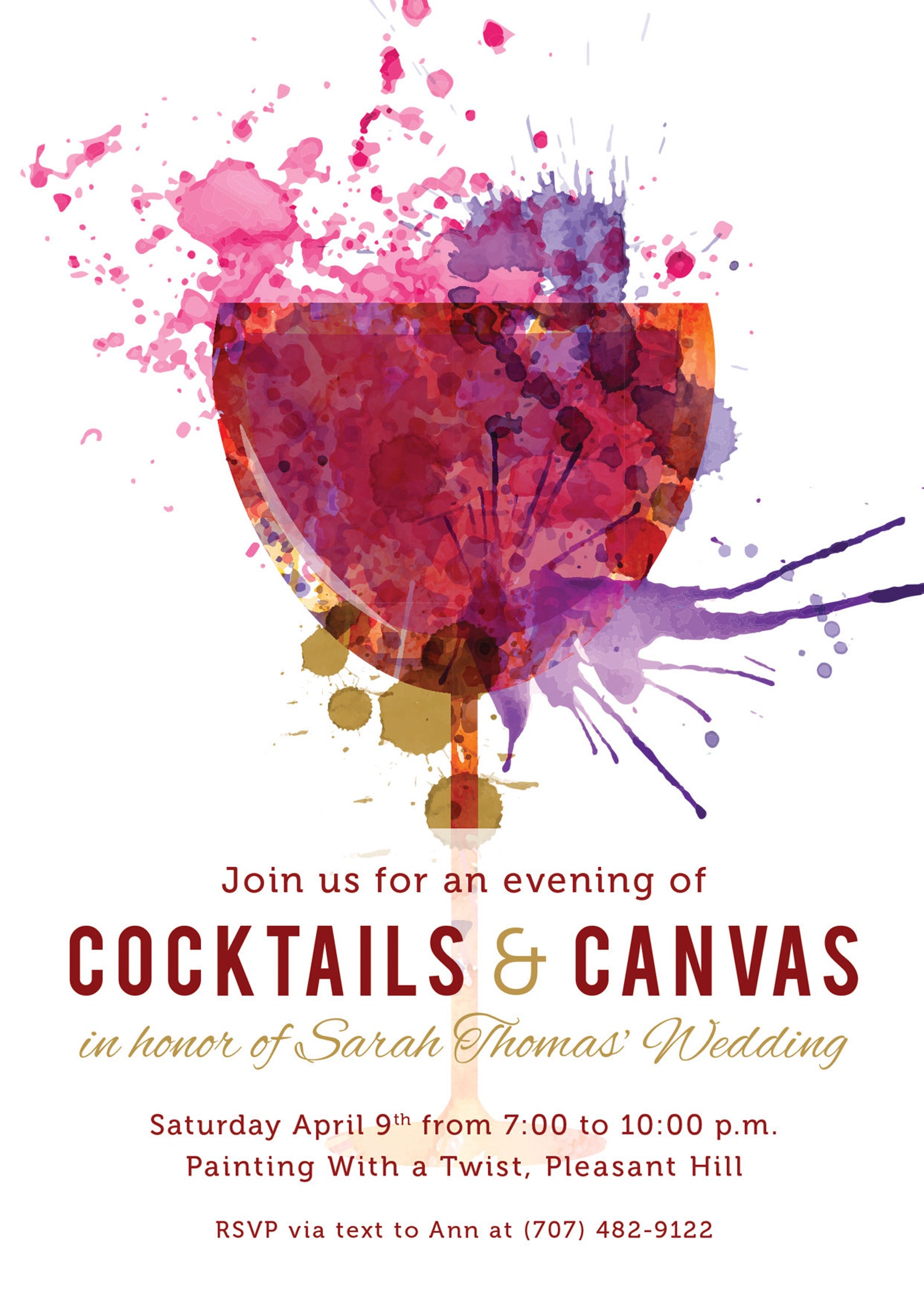 Painting Party Invitation Paint and Sip Invite Cocktails and - Etsy Canada