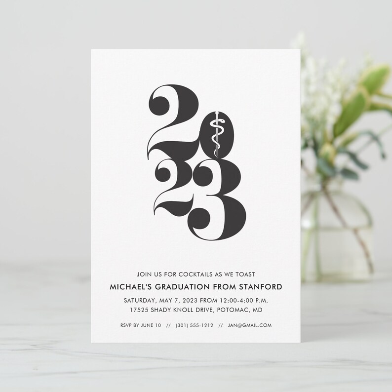 Med School Graduation Invitation, MD Graduation Announcement, Residency ...