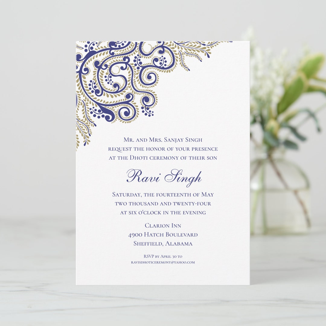 Dhoti Ceremony Invitation, Dhoti Function Invite, Pancha Kattu Function ...