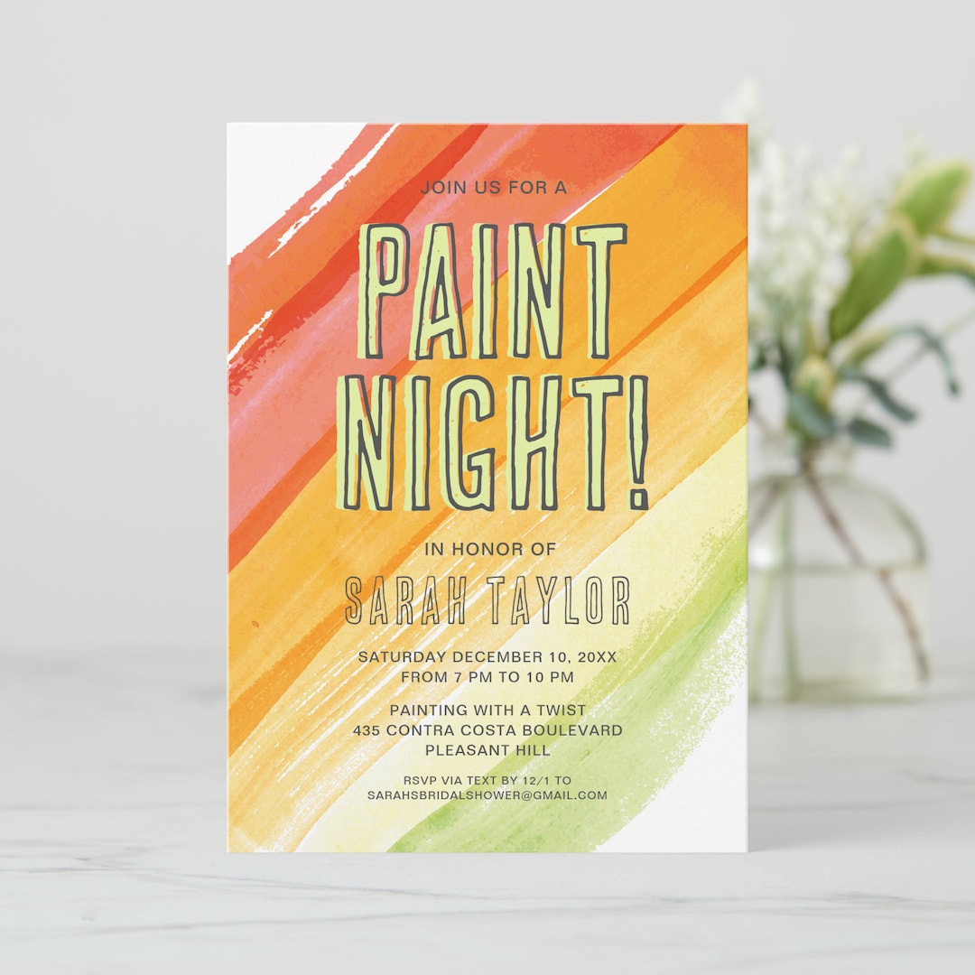 Paint and Sip Bridal Shower Invitation, Paint Night Invitation ...
