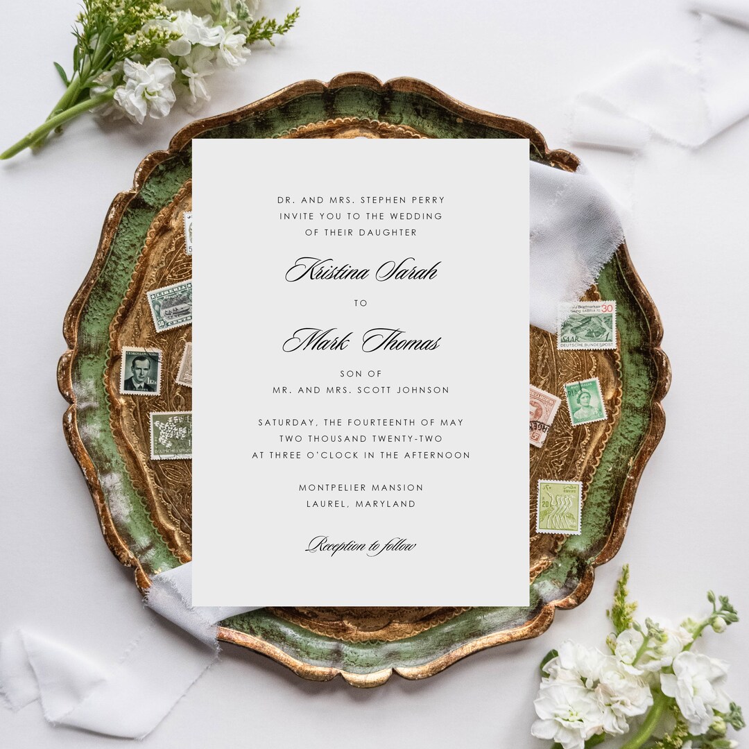 Traditional Wedding Invitation, Church Wedding Invitation, Simple ...