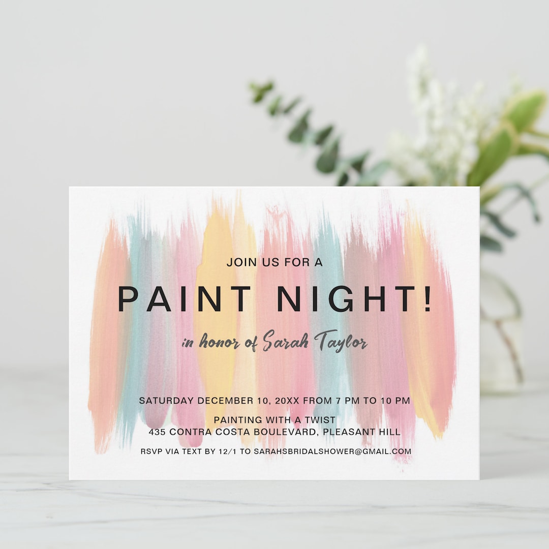 Painting Night Invitation, Art Party Invitation, Cocktails and Canvas ...