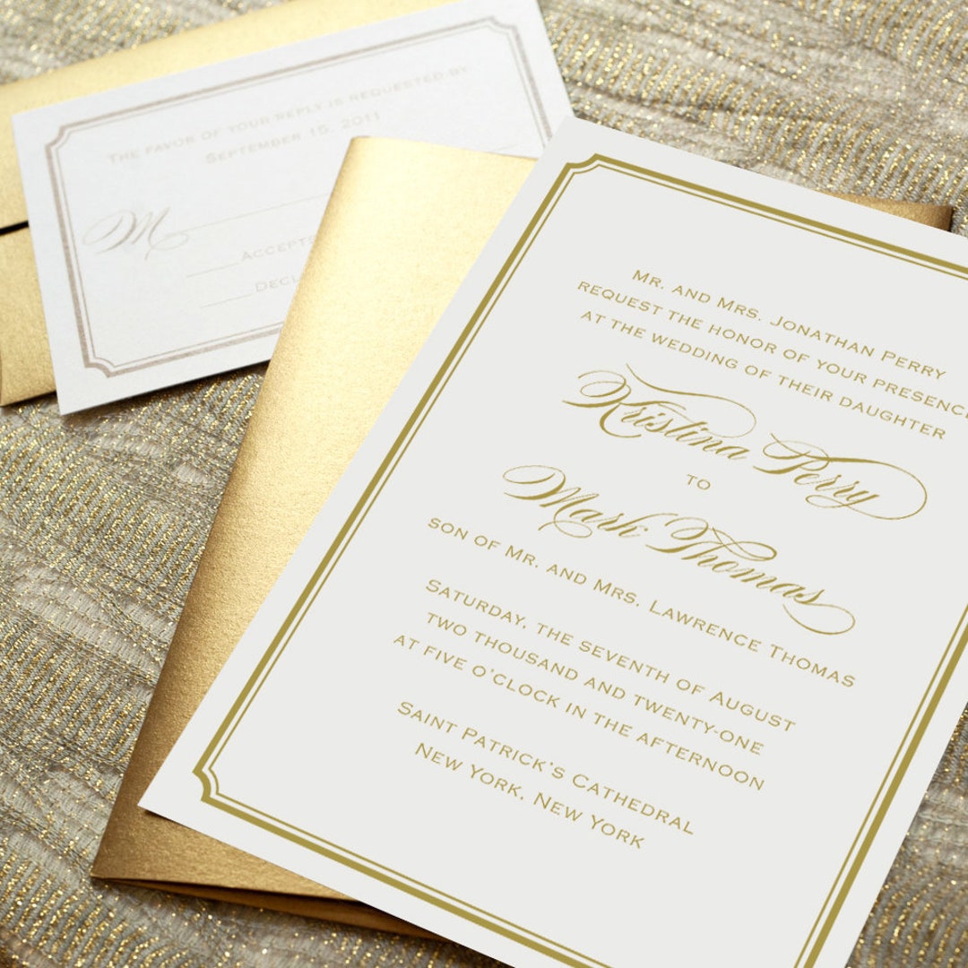 Gold Wedding Invitation, Catholic Wedding Invitation, Church Wedding ...