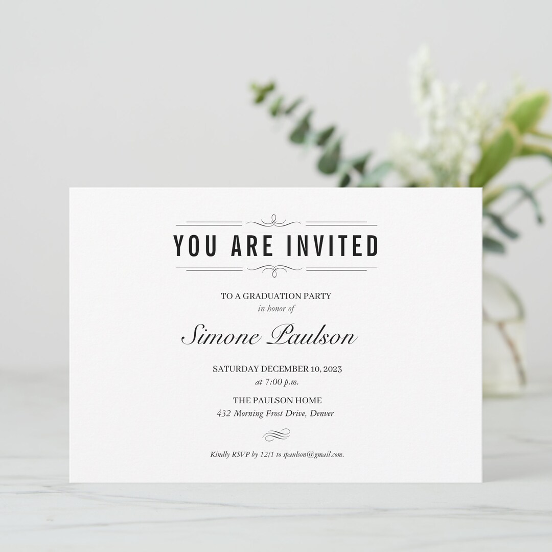 Traditional Graduation Invitation Formal Graduation Invite - Etsy