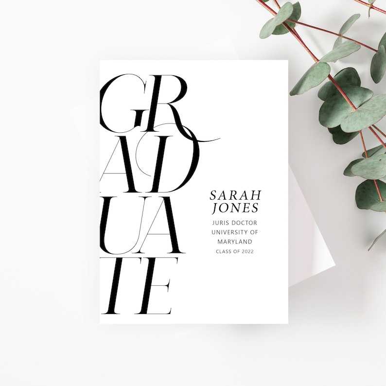 Minimalist Graduation Announcement Modern Grad Invitation | Etsy