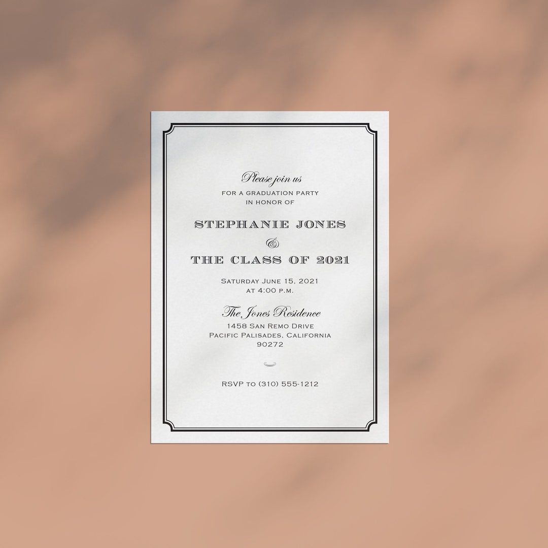 Formal Graduation Party Invitation Traditional Grad - Etsy
