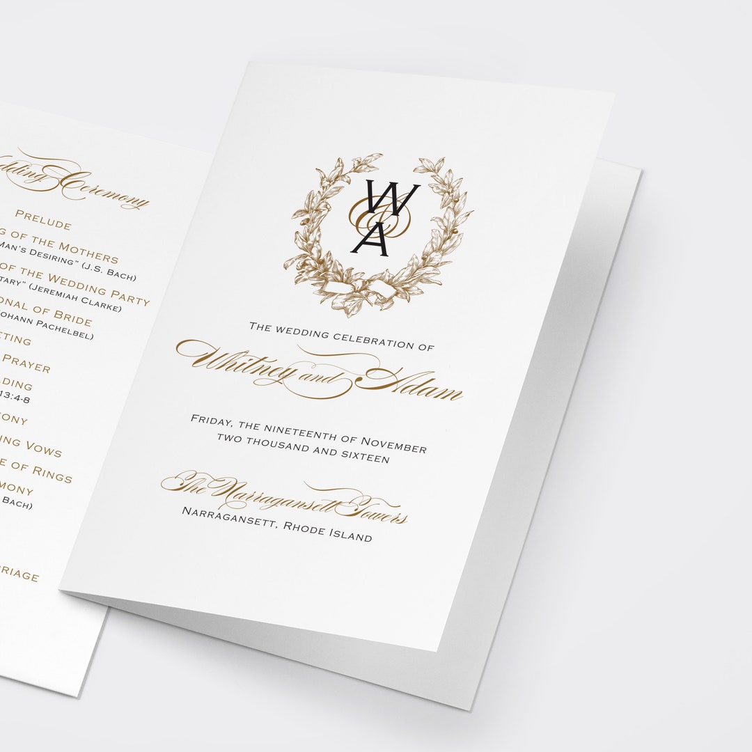 Formal Wedding Program, Catholic Wedding Program, Traditional Wedding ...