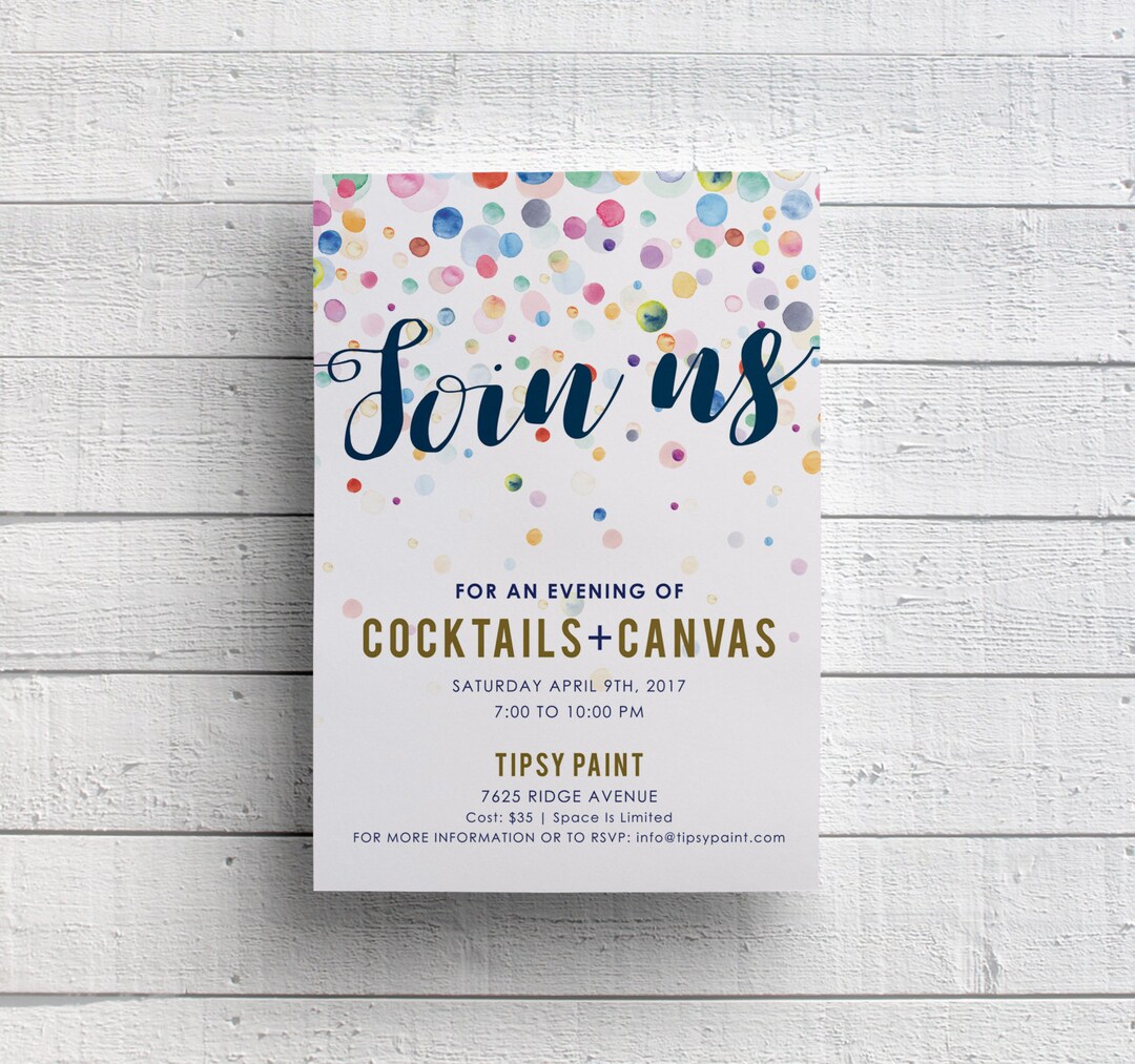 Painting Party Invitation, Cocktails and Canvas Invitation, Paint Night ...
