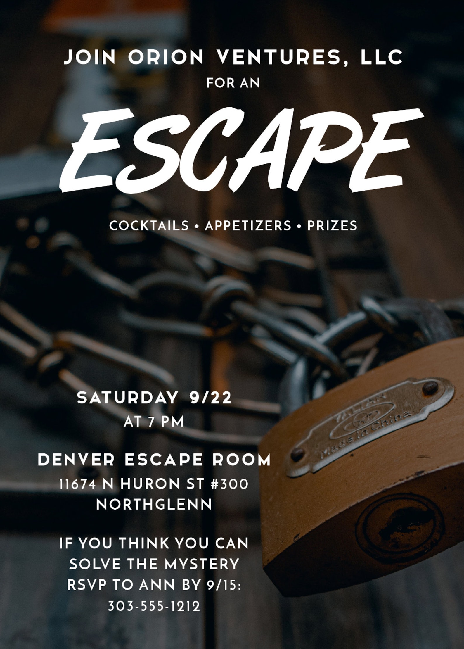 Escape Room Birthday Party Invitation, Escape the Room Invitation ...