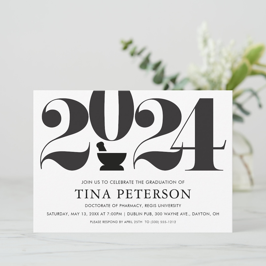 Pharmacy Graduation Party Invitation With Mortar and Pestle for Doctor ...