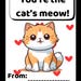 Valentines Day Classroom Cat Cards for Kids Printable & Instant Digital ...