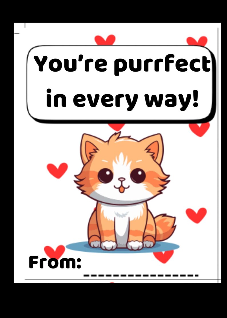 Valentines Day Classroom Cat Cards for Kids Printable & Instant Digital ...