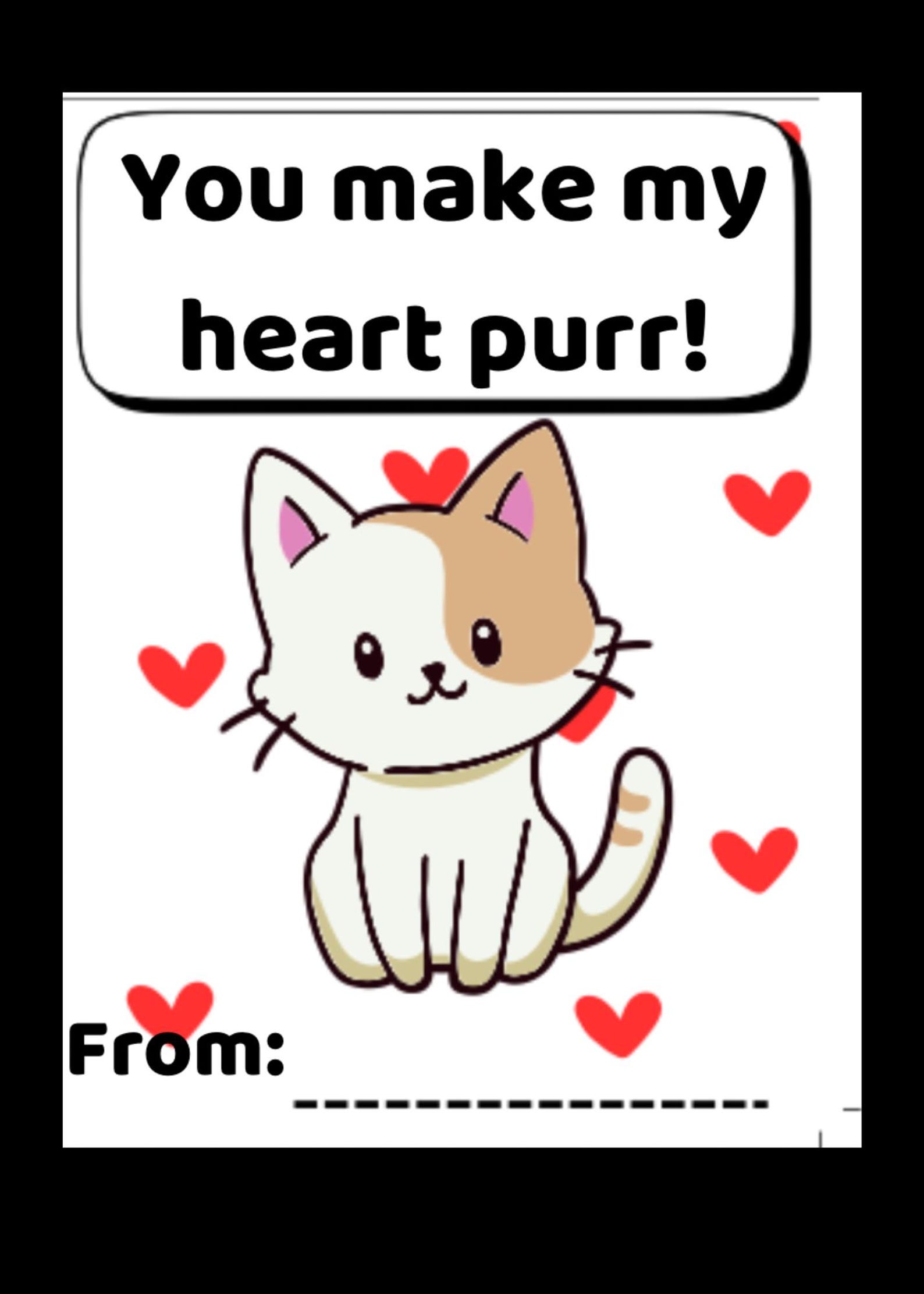 Valentines Day Classroom Cat Cards for Kids Printable & Instant Digital ...