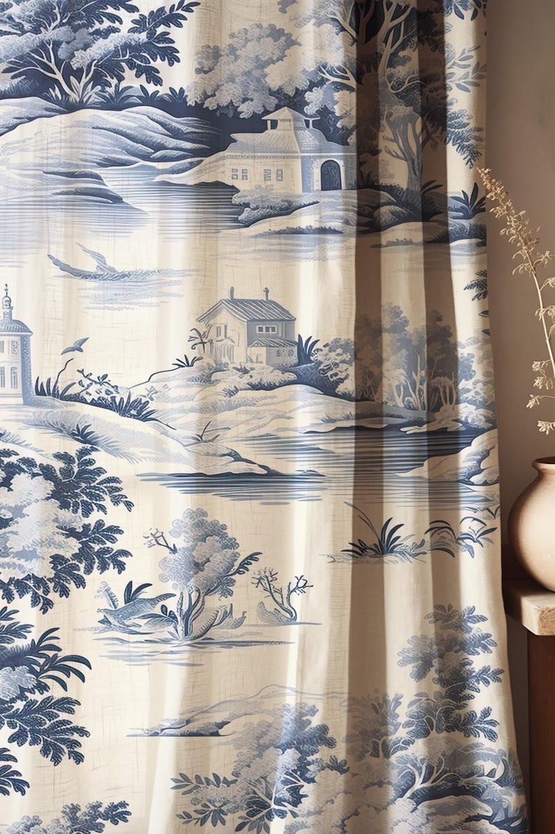 French Toile De Jouy Fabric by the Yard, Toile De Jouy Pattern Fabric ...