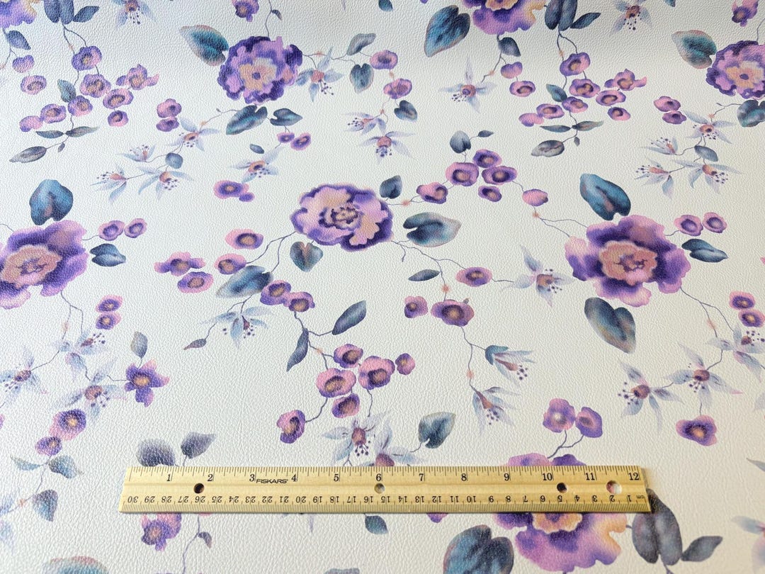 Purple Floral Vinyl Fabric, Floral Weatherproof Vinyl Fabric, Premium ...