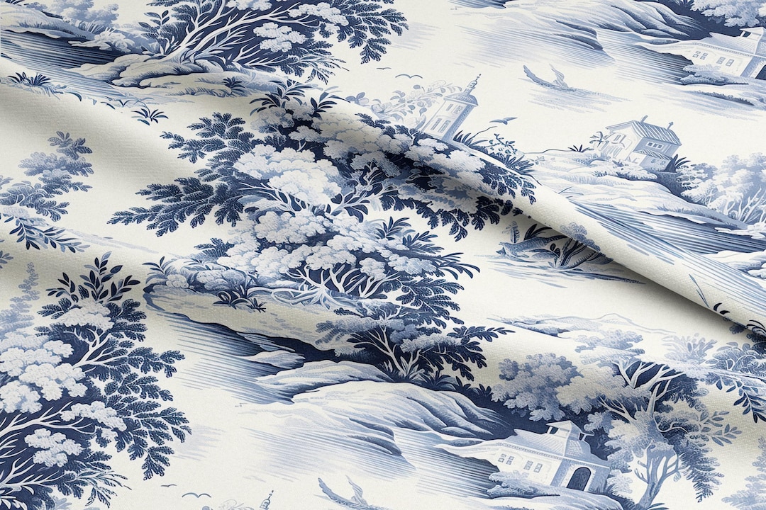 French Toile De Jouy Fabric by the Yard, Toile De Jouy Pattern Fabric ...