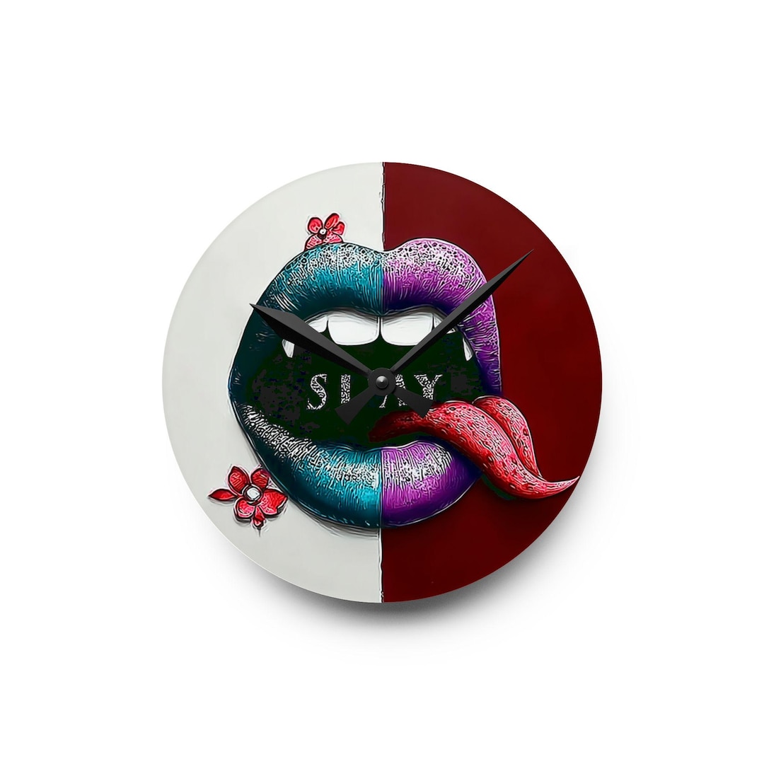Slay Vampire Lips Acrylic Wall Clock, Gothic Halloween Decor - Etsy