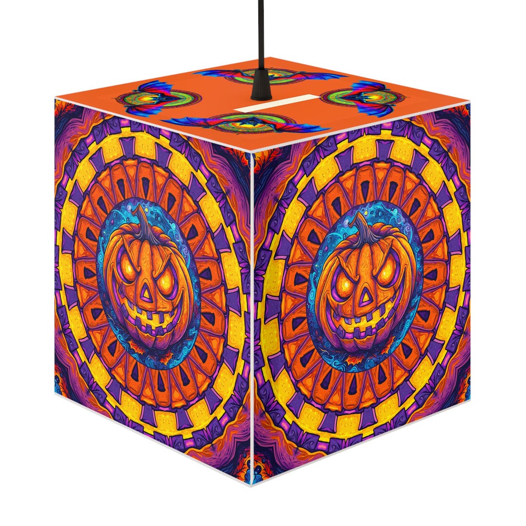 Psychedelic Jack-o'-lantern Cube Lamp: Spooky Halloween Decor - Etsy