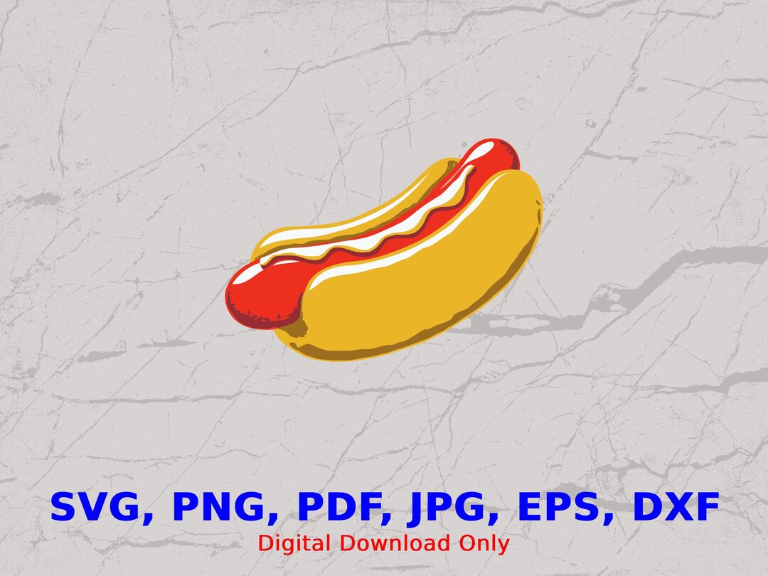 Hot Dog Digital Print, Retro Hot Dog Art, Fast Food Digital Download ...