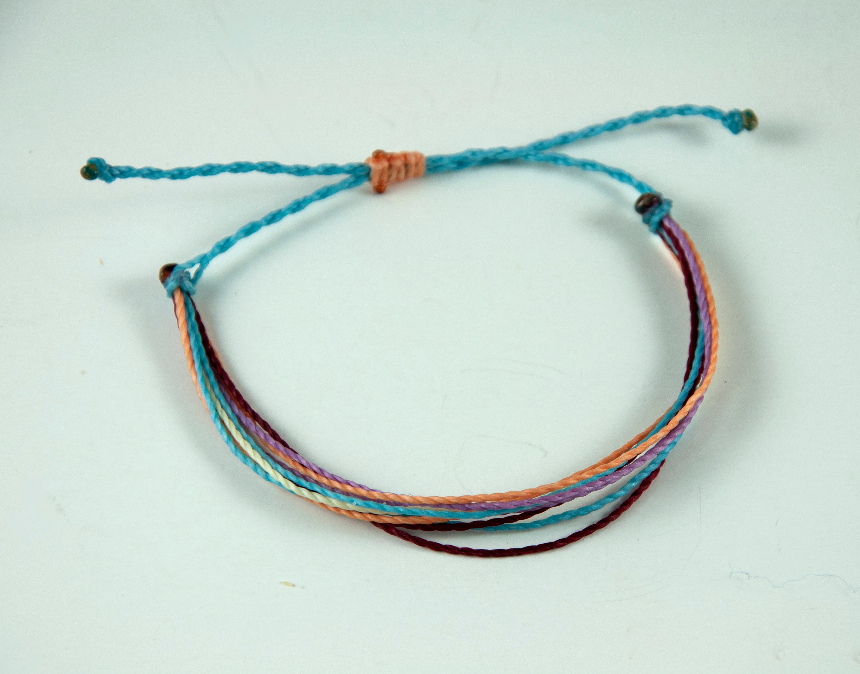 Blue Purple Red Coral and Cream String Surfer Bracelet | Etsy