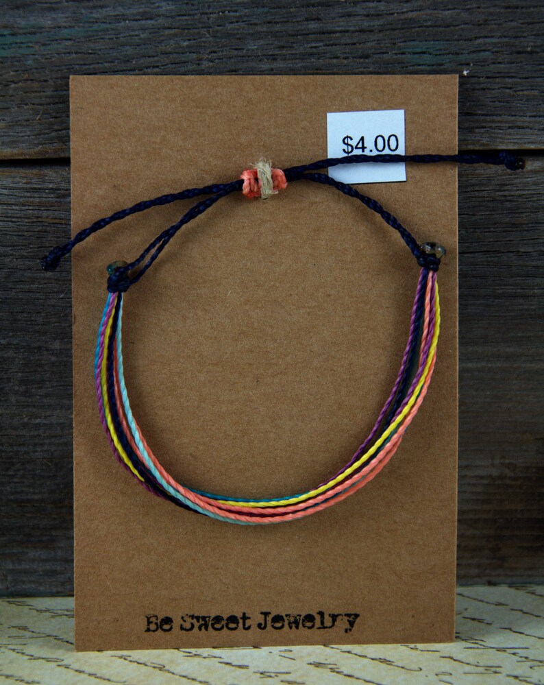 String Bracelet navy blue orange yellow purple surfer | Etsy