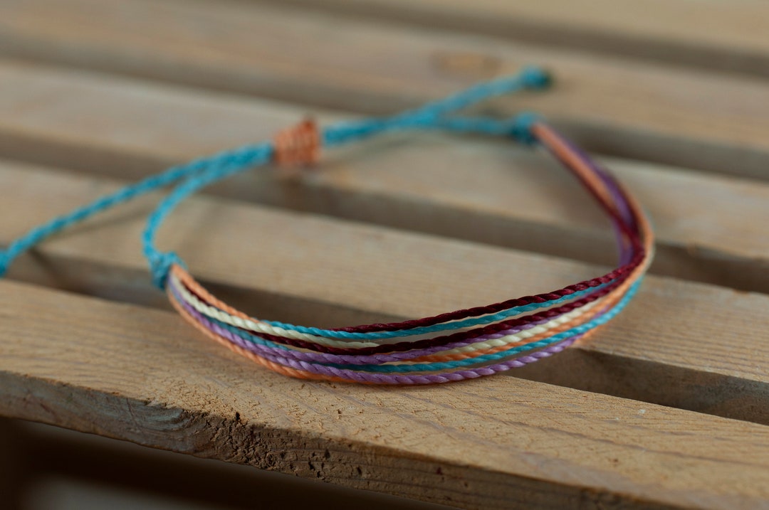 Blue, Purple, Red, Coral and Cream String Surfer Bracelet - Etsy