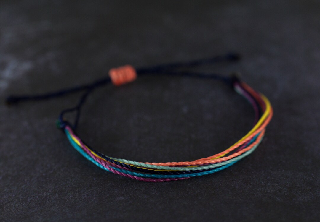 String Bracelet, Navy Blue, Orange, Yellow, Purple, Surfer Bracelet ...