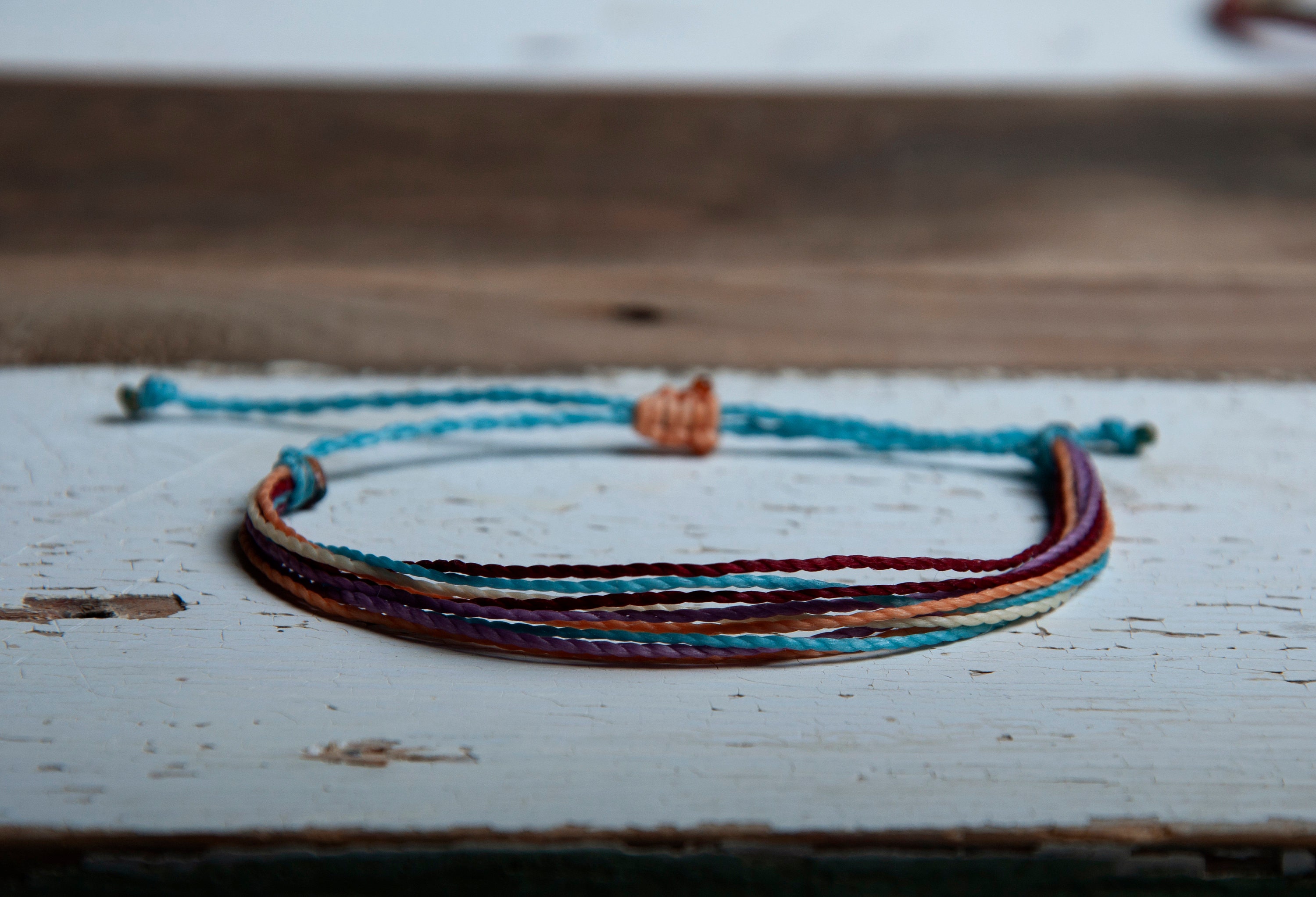Blue Purple Red Coral and Cream String Surfer Bracelet | Etsy
