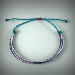 String Bracelet, Purple, White and Blue Surfer Bracelet, Wax Bracelet ...