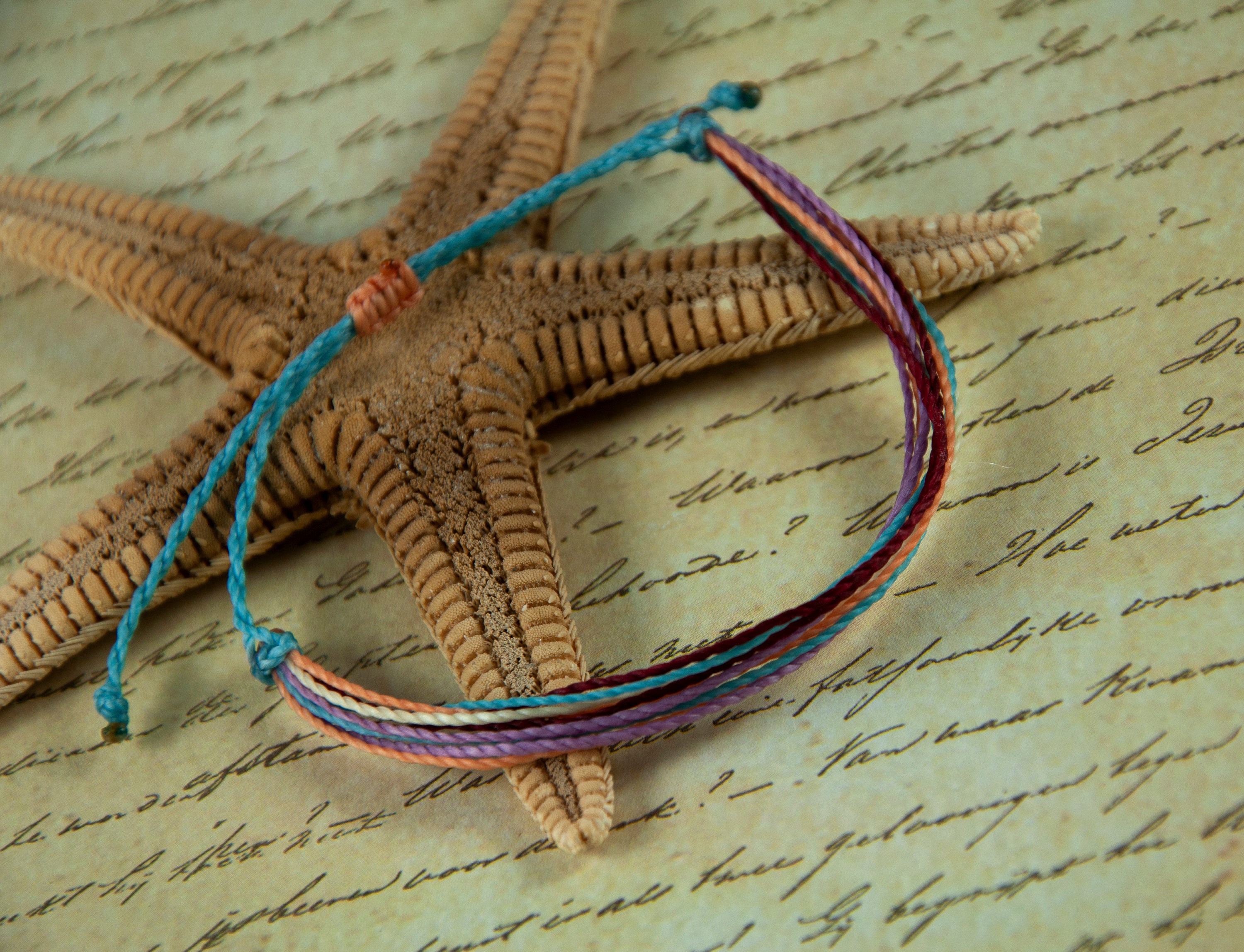 Blue Purple Red Coral and Cream String Surfer Bracelet | Etsy