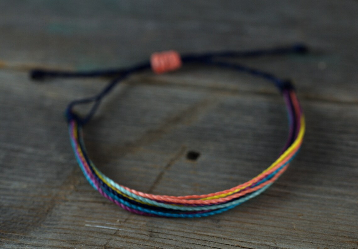 String Bracelet, Navy Blue, Orange, Yellow, Purple, Surfer Bracelet ...