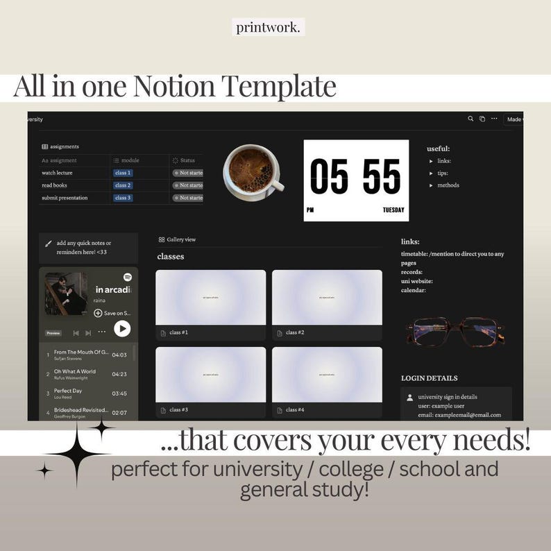 Academic University Notion Template | Aesthetic All-in-one Study Planner | 2025 Academic Weapon ...