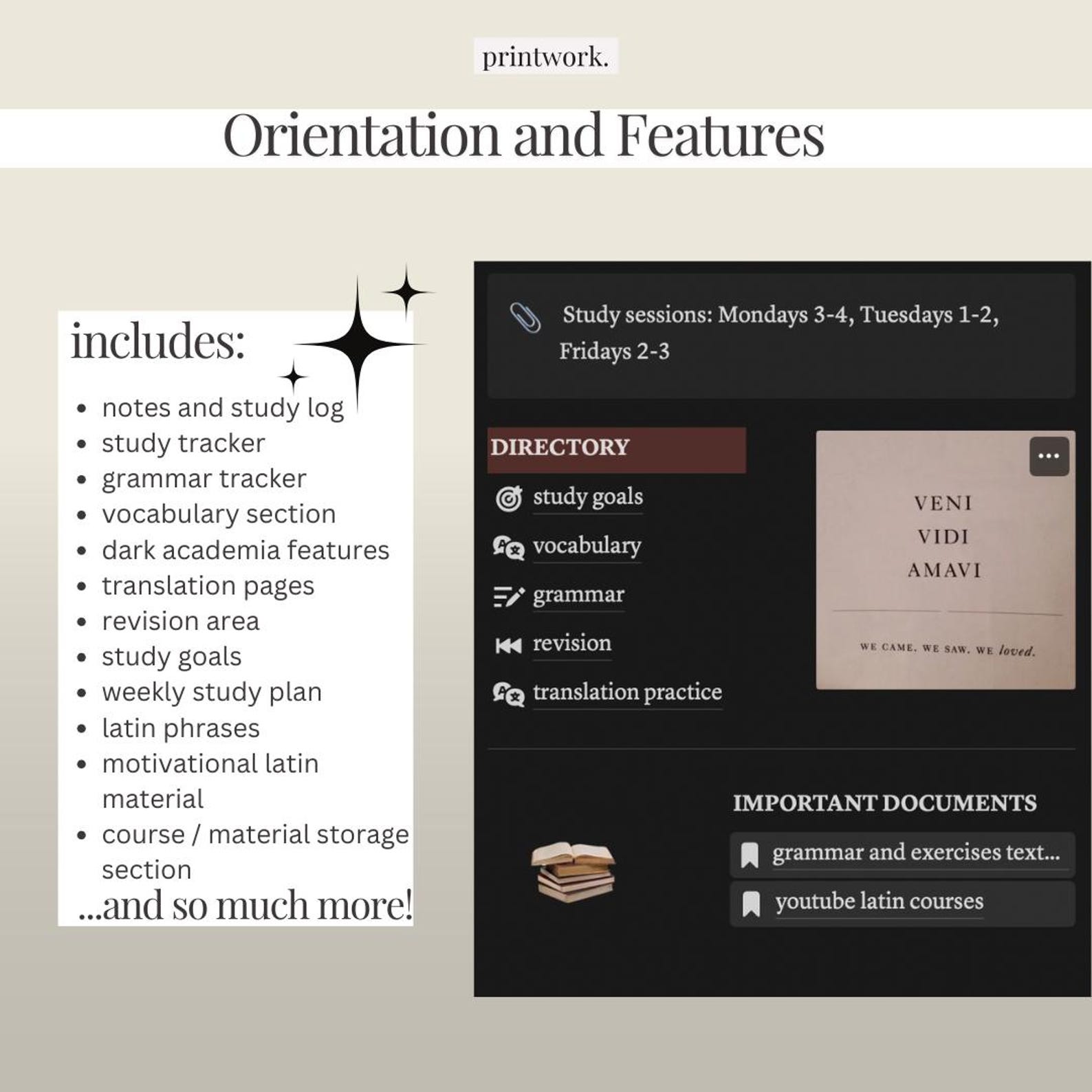 Dark Academia Latin Study Notion Template: Student Planner - Etsy