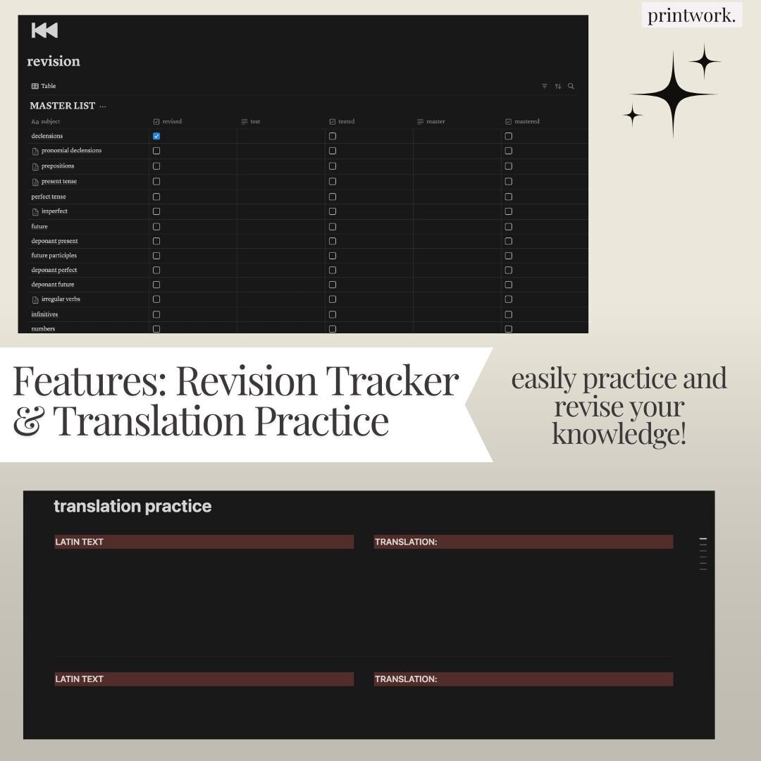 Dark Academia Latin Study Notion Template: Student Planner - Etsy