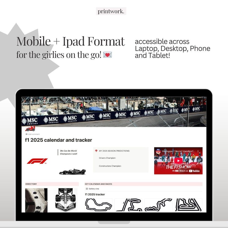 F1 2026 Season Notion Calendar & Tracker, Formula 1 Notion Dashboard - Etsy