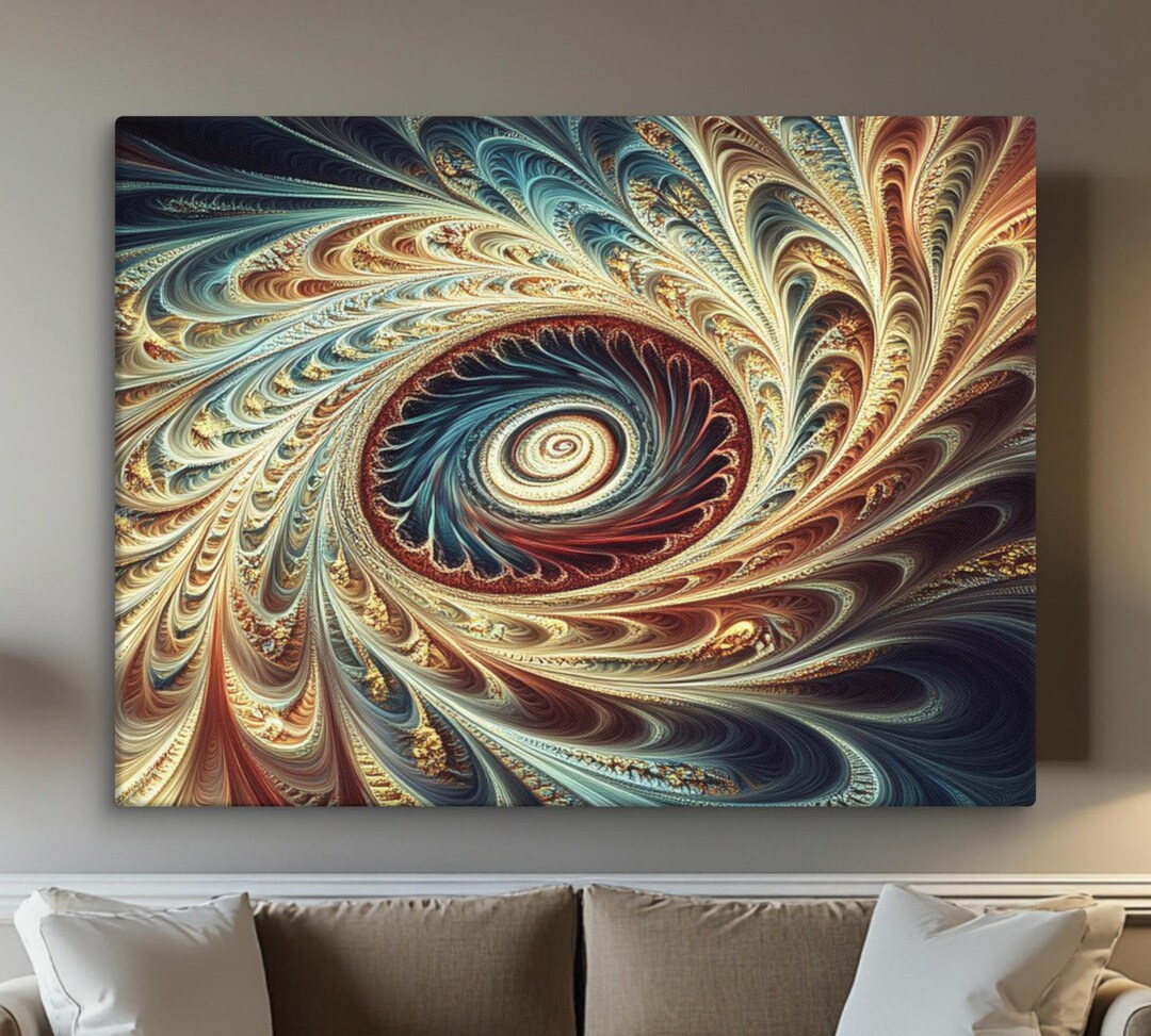 Fractal Spiral Modern Abstract Canvas Print, Fractal Wall Art, Fractal ...